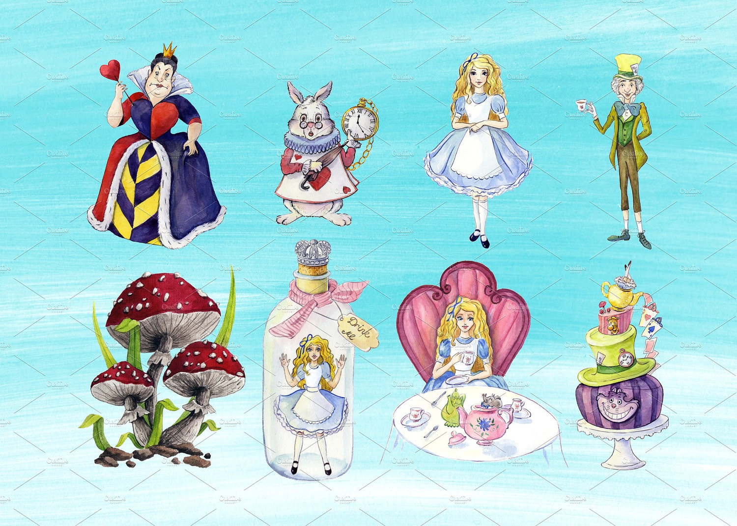 Watercolor Alice, Alice in Wonderland, Alice , Alice Clipart, Alice in ...