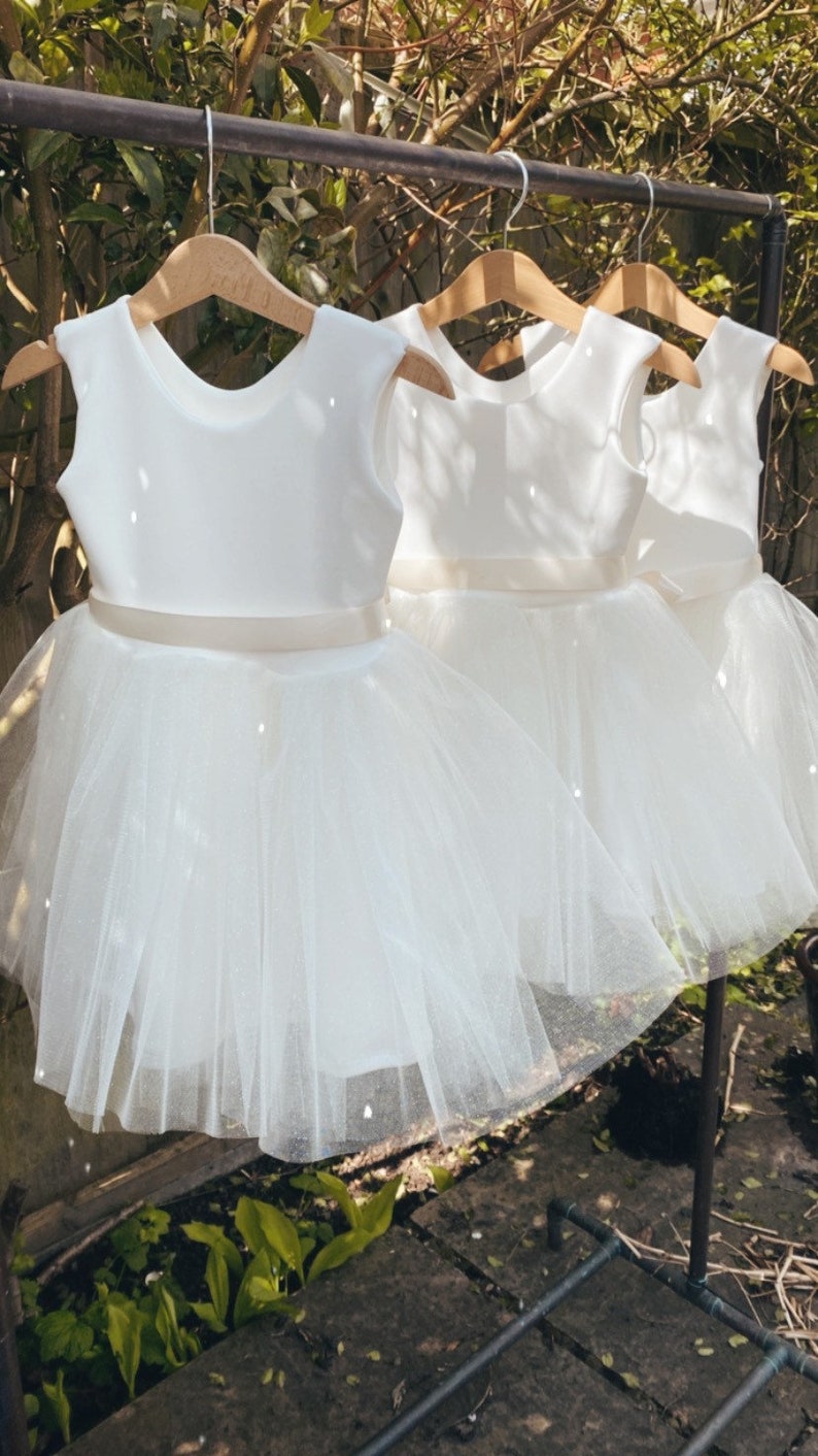 Handmade Ivory Soft Minimalist Tulle Tutu Flower Girl Dress Junior ...