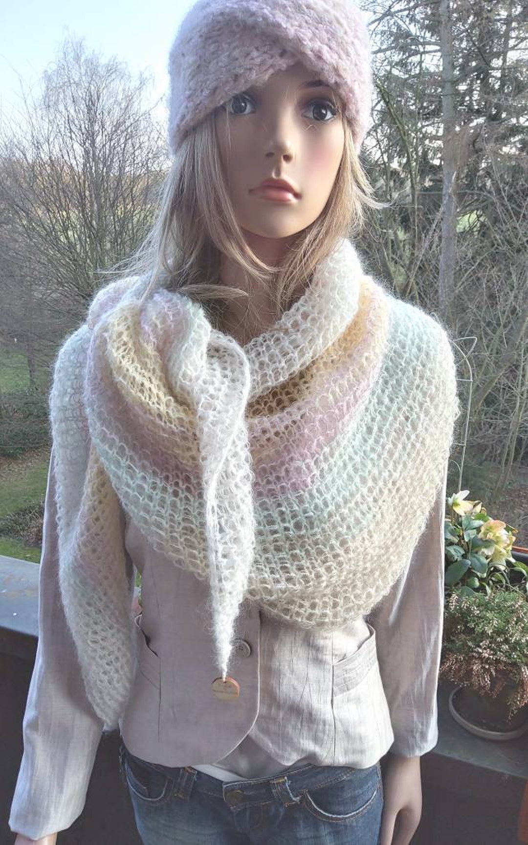 XXL Mohair/silk Triangular Scarf Stole Delicate - Etsy