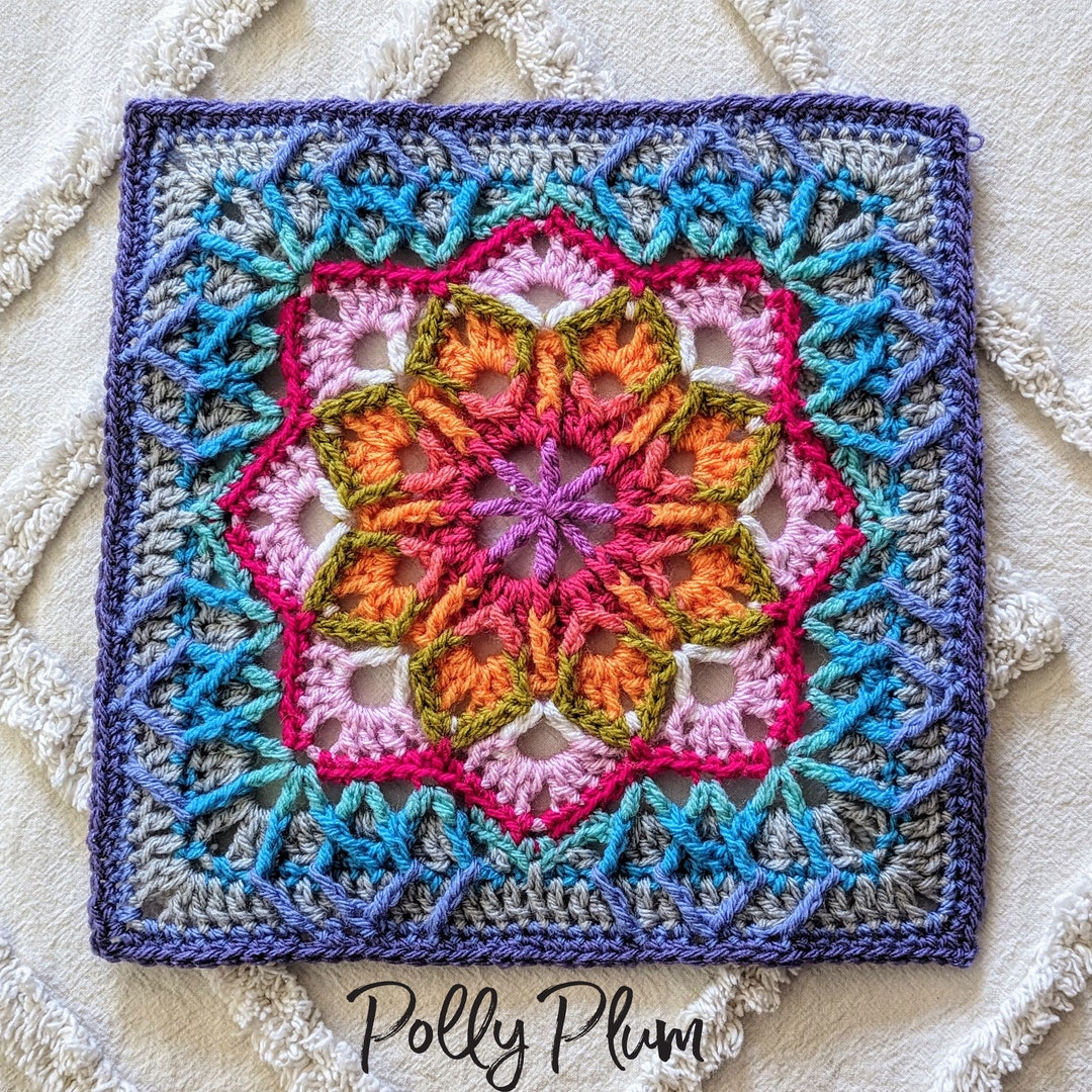 Crochet Pattern - Frost Flower Granny Square Afghan Block for Sampler ...