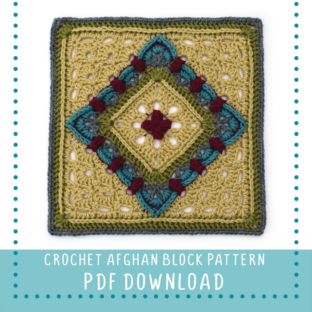 Crochet Pattern - Hope Spring Afghan Block Granny Square Sampler Square ...