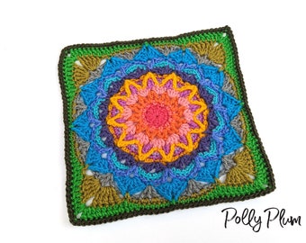 Crochet Pattern Letitia Granny Square Afghan Block for Sampler Blankets ...