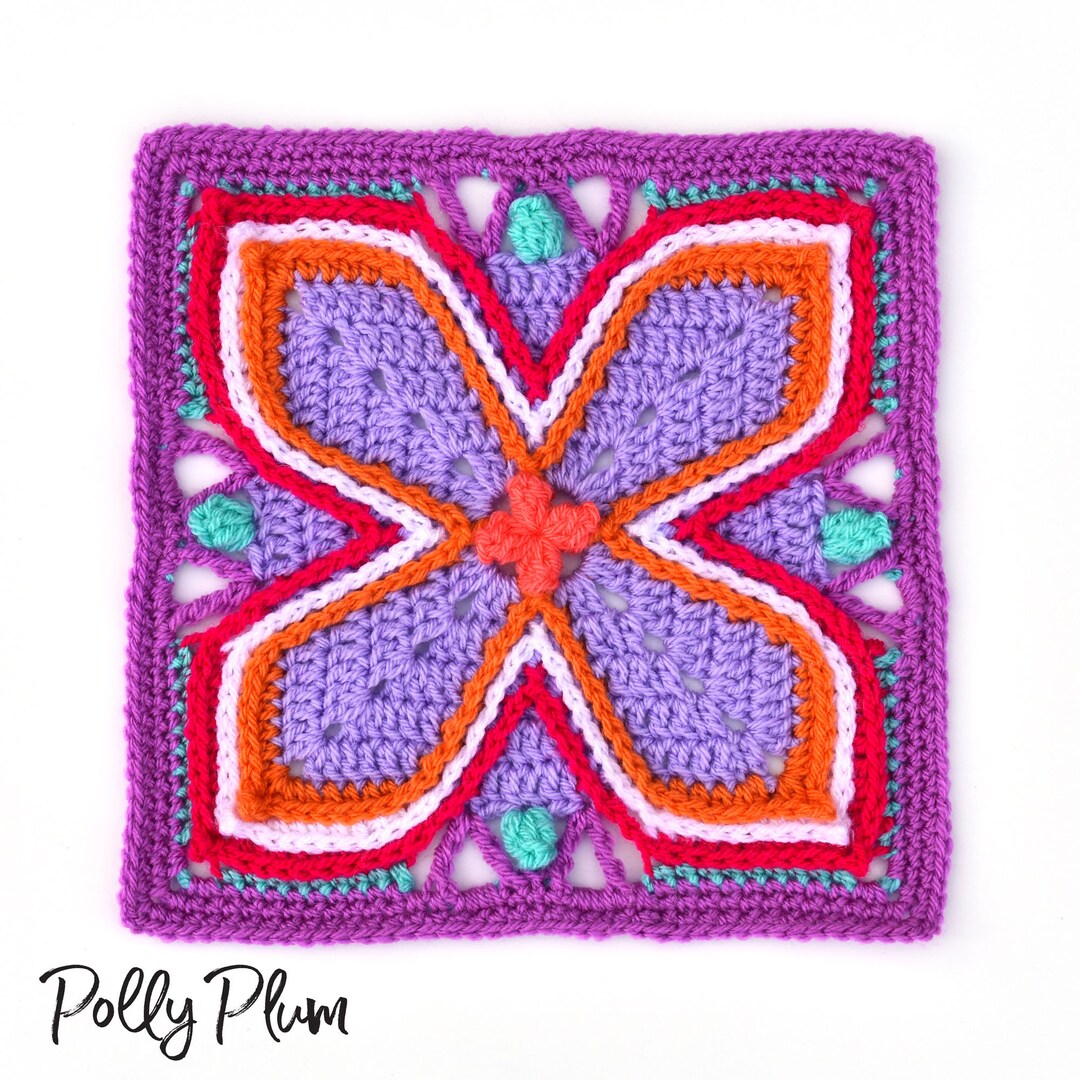Crochet Pattern - Fairy Wings Granny Square Afghan Block for Sampler ...