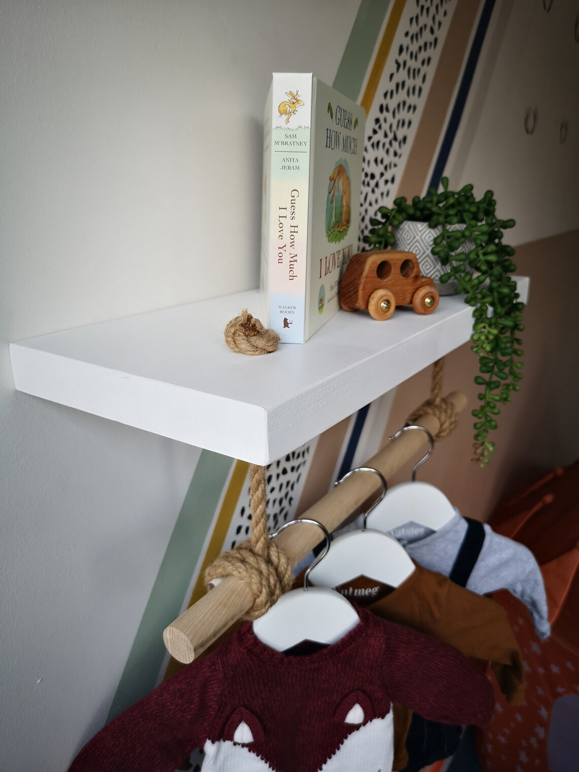 2 X White Floating Shelves With Rail Nursery Shelf With Rail - Etsy UK