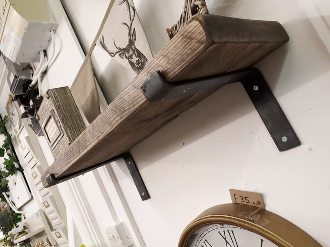 Rustic Shelf With Industrial Cast Iron Shelving Brackets 15cm Depth X ...