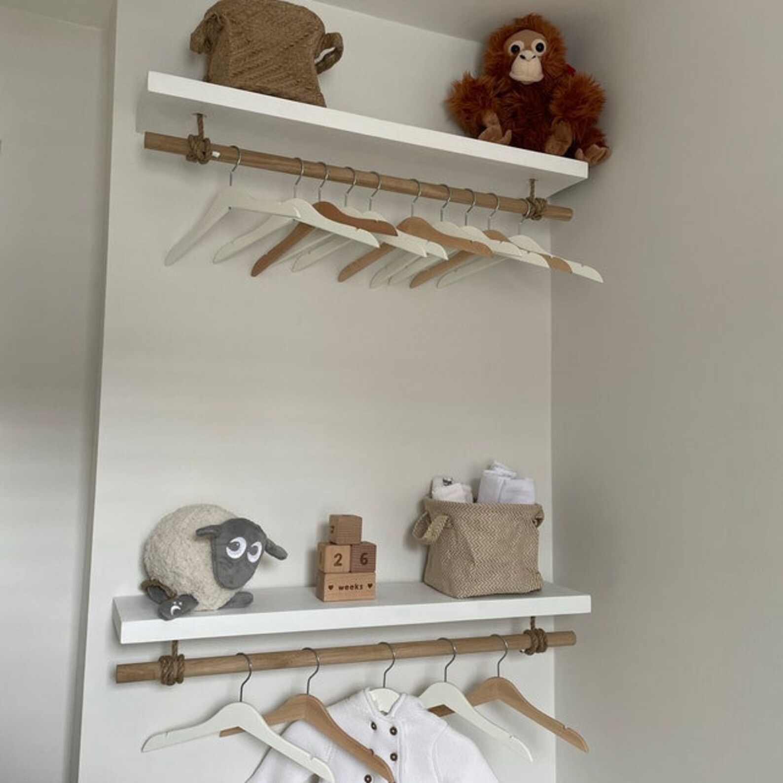 2 X White Floating Shelves With Rail Nursery Shelf With Rail - Etsy UK
