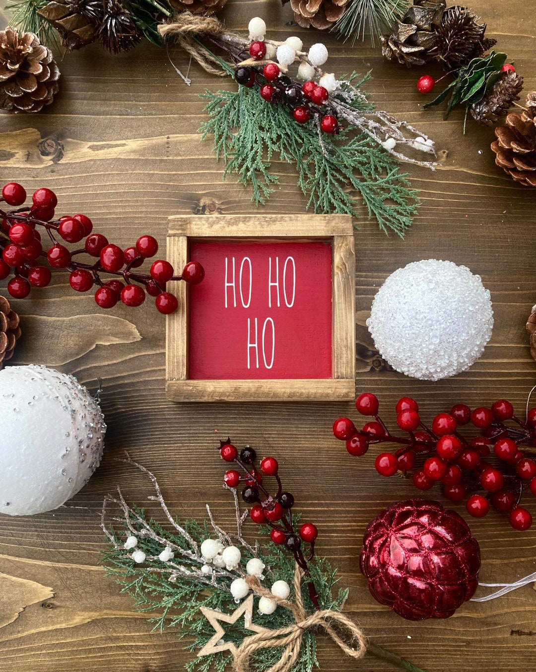 Mini HO HO HO Red and White Christmas Farmhouse Sign - Etsy