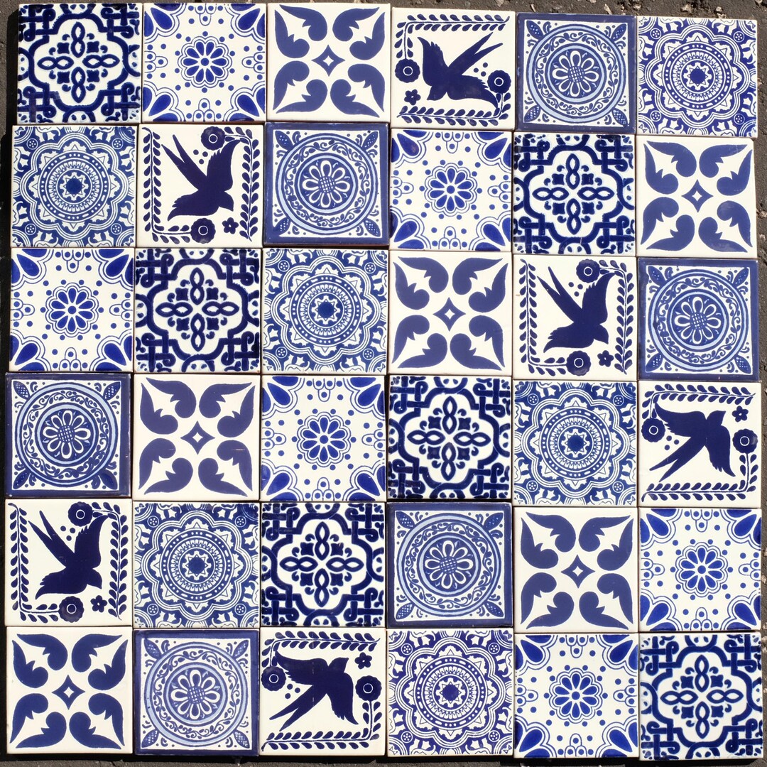 Mexican Tile Set of 36 Individual Tiles Large AZULES SET - Etsy
