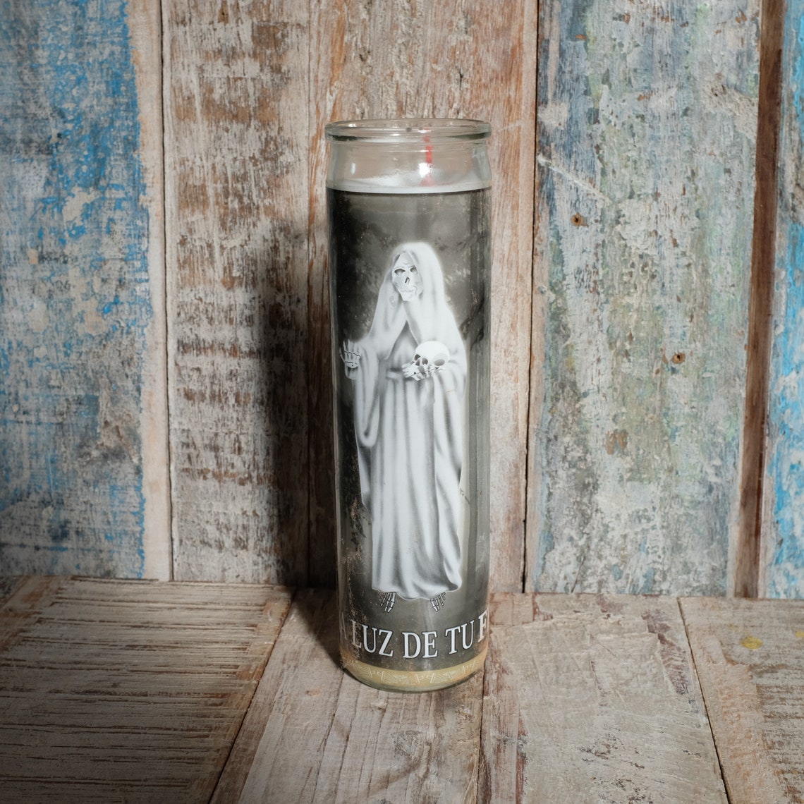 Mexican Glass Religious Prayer Candle Santa Muerte White - Etsy