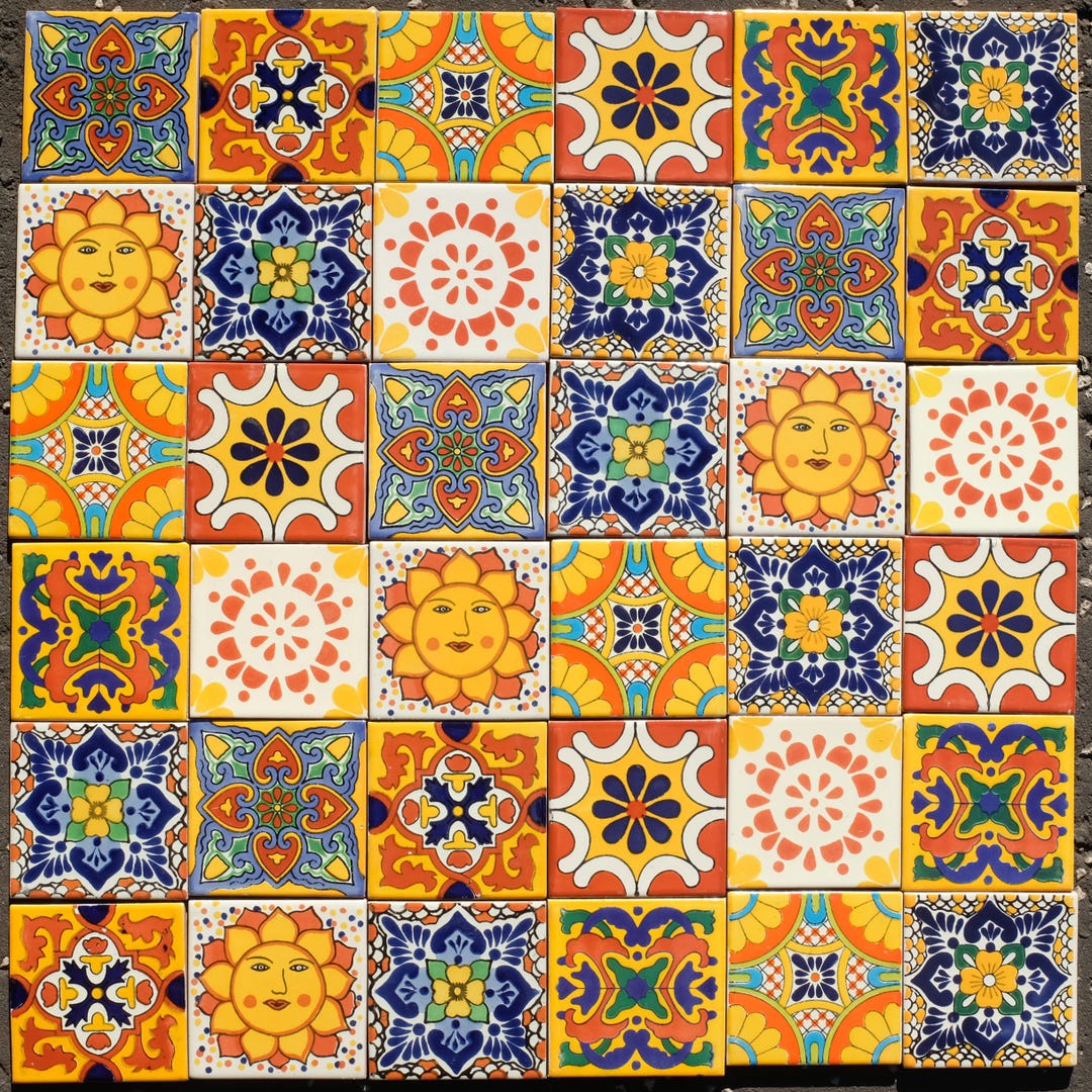 Mexican Tile Set of 36 Individual Tiles Large SUNRISE - Etsy