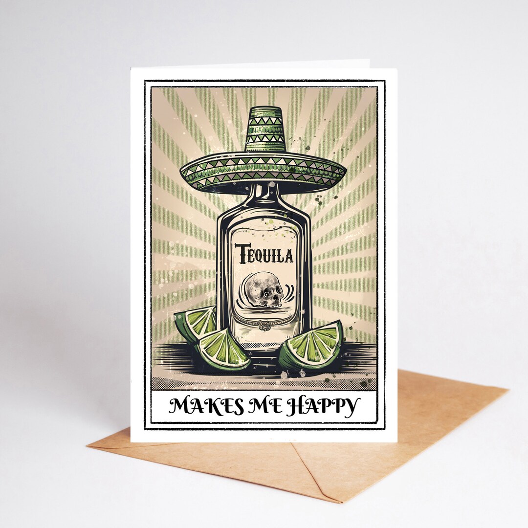 Greetings Card Tequila Makes Me Happy - Etsy