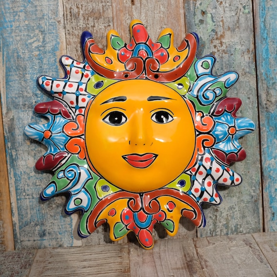 Mexican Talavera Suns Talavera Sun Wall Art Decor, Ceramic Sun