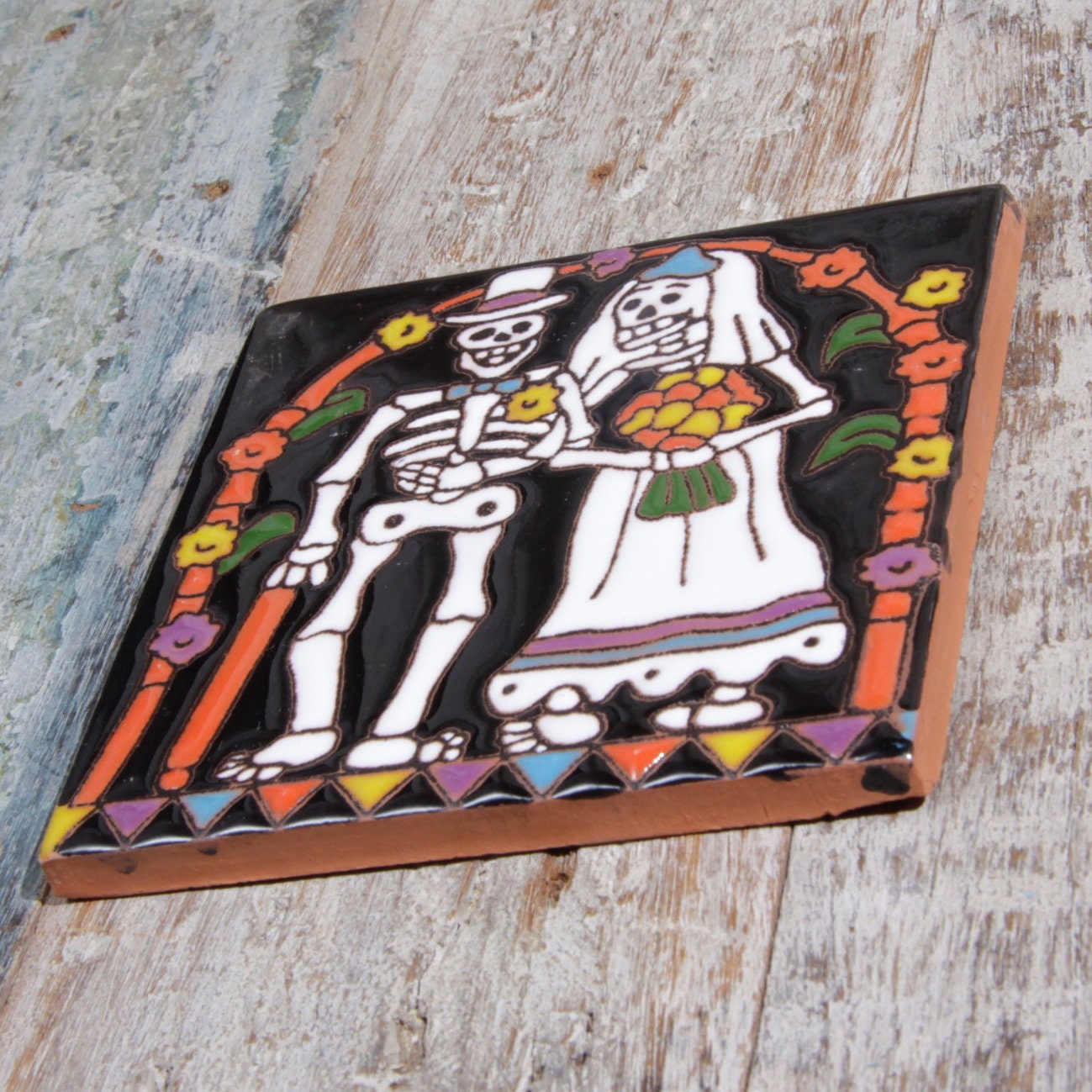 Mexican Tile Relief Skeleton Wedding | Etsy