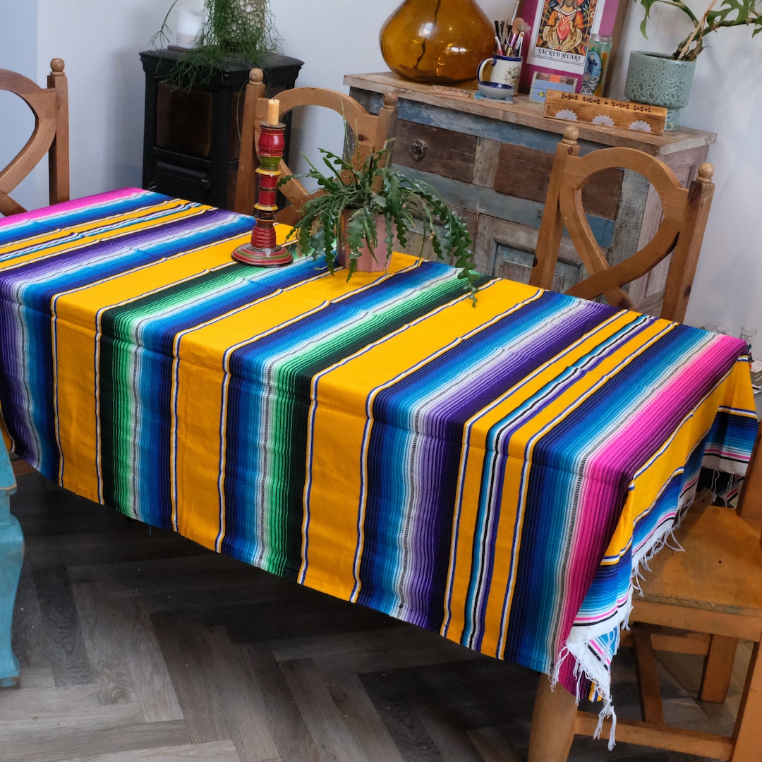 Mexican Serape Blanket - Mustard Yellow - Etsy