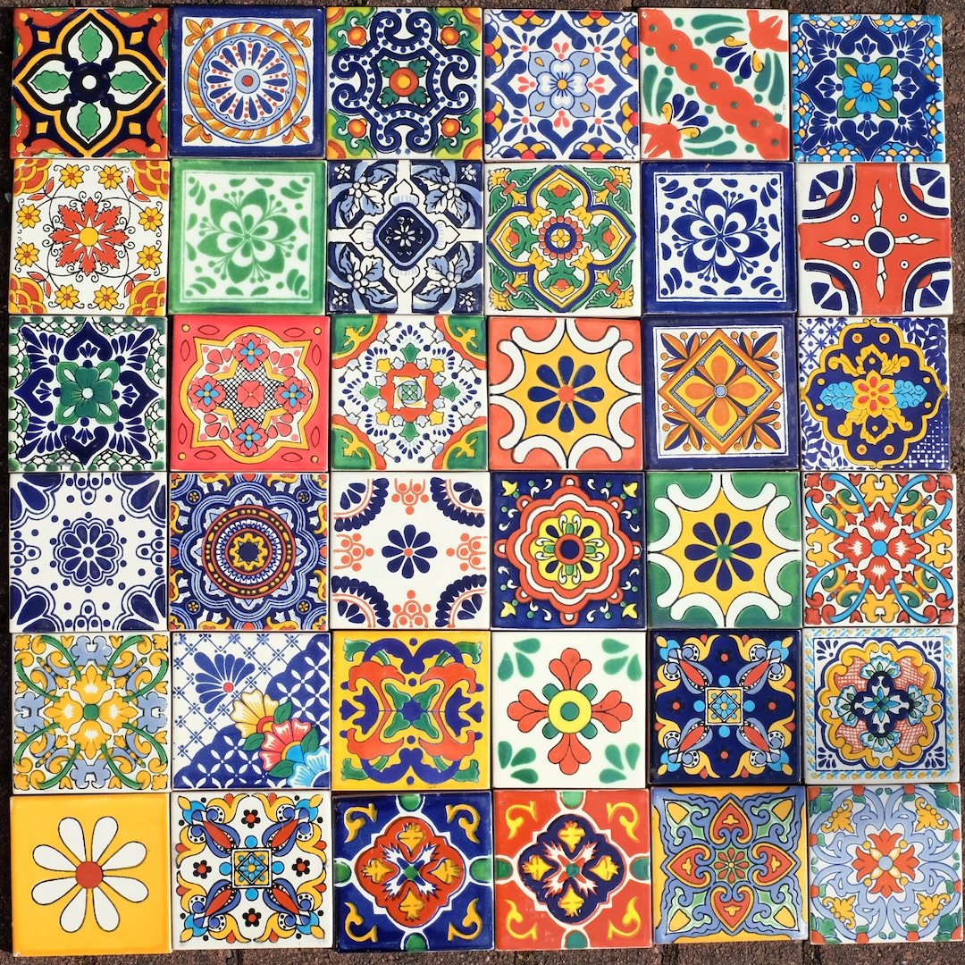 Mexican Tile Set of 36 Individual Tiles Large MILAGROS DOS - Etsy