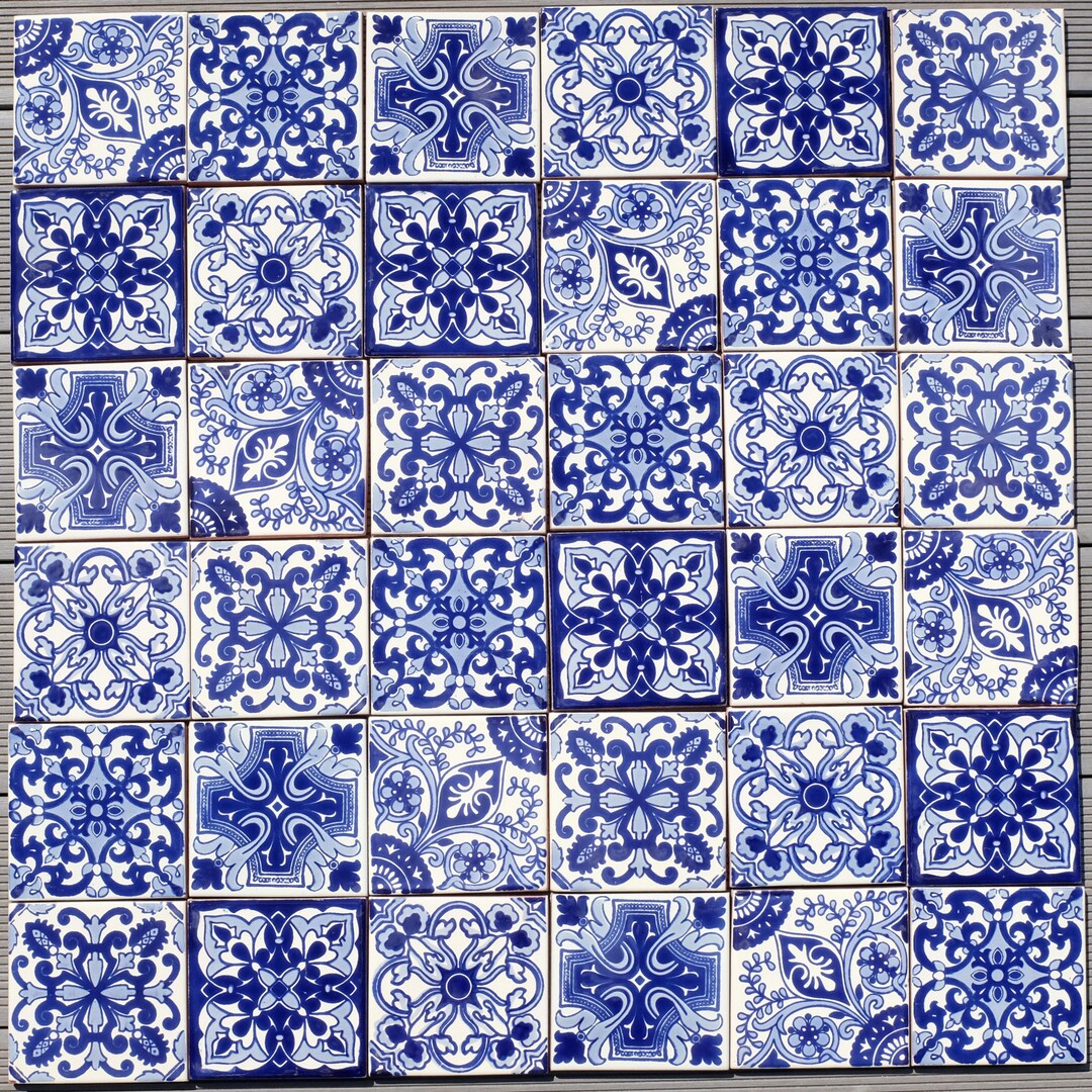 Mexican Tile Set of 36 Individual Tiles Large OBIDOS AZUL - Etsy UK