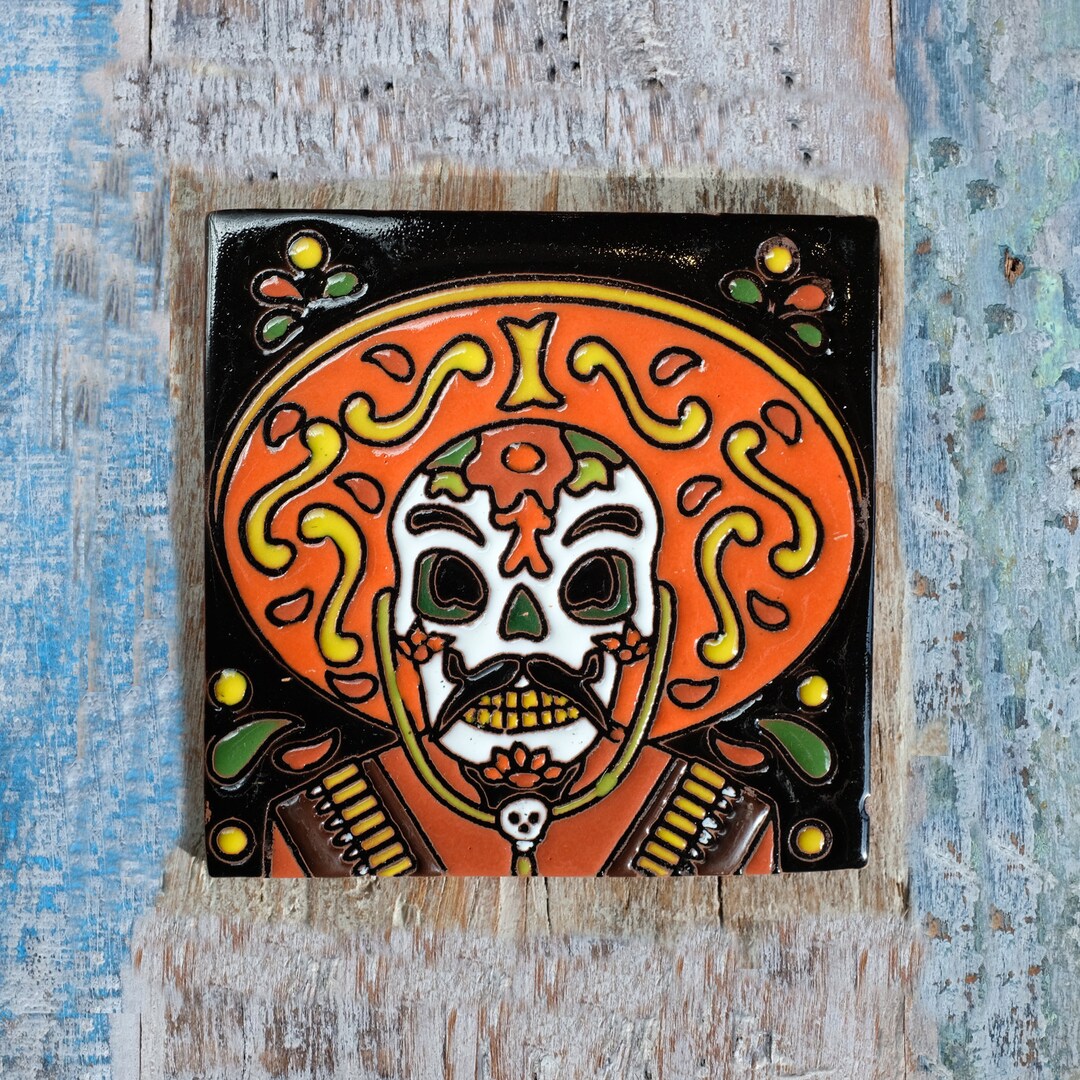 Mexican Tile Relief Skeleton Bandito - Etsy UK