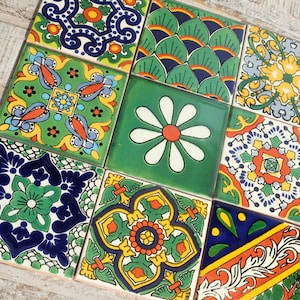 Tile Set of 9 Individual Tiles 10.5cm X 10.5cm Verdes9 - Etsy UK