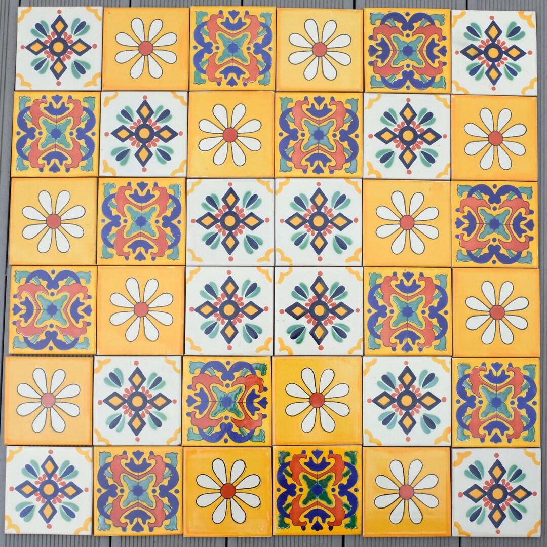 Mexican Tile Set of 36 Individual Tiles Large MOLINA MIX - Etsy