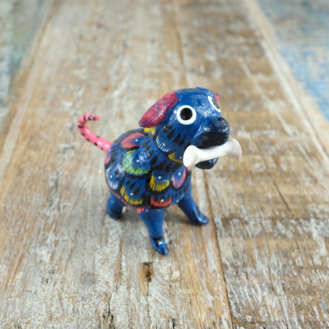 Hand Crafted Mexican Dog With Bone BLUE - Etsy