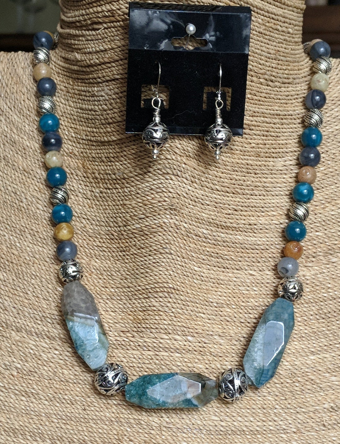 Quartz, Soapstone, Silver Necklace and Earring Set - Etsy