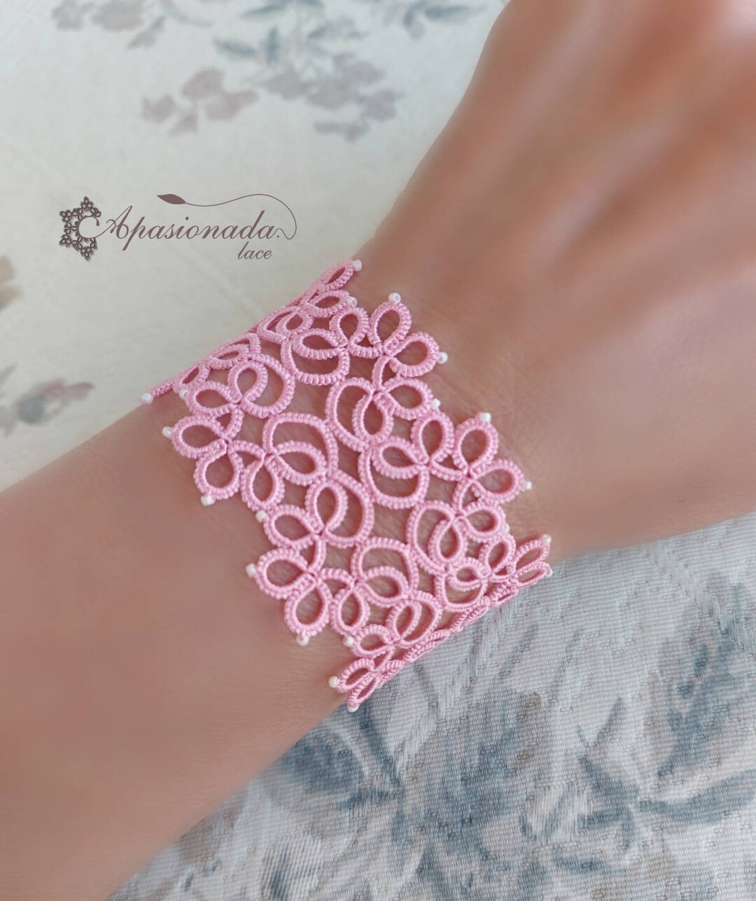 Pink Tatting Bracelet, Fine Lace Bracelet, Handmade Bracelet Technique ...