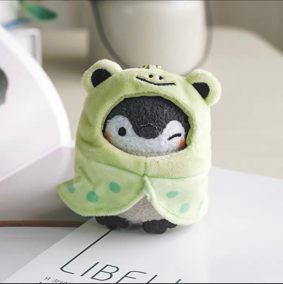 Frog-wrapped Penguin Plushie Keychain - Etsy