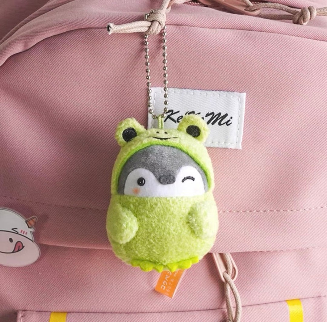 Cute Penguin in Frog Costume Keychain Plush - Etsy