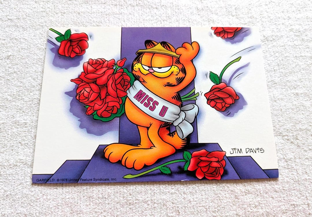 Unused Vintage GARFIELD the Cat Postcard Ephemera | Miss YOU Miss U ...