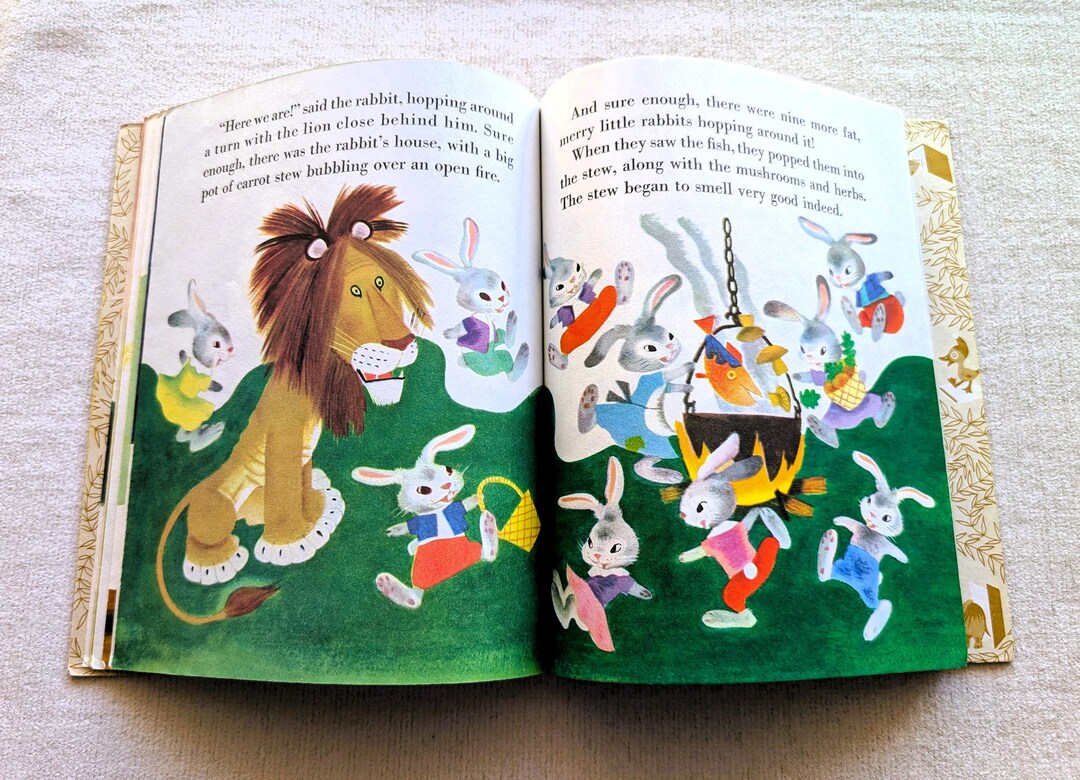 Vintage Tawny Scrawny LION Little Golden Book | Bunny Rabbit Children's ...