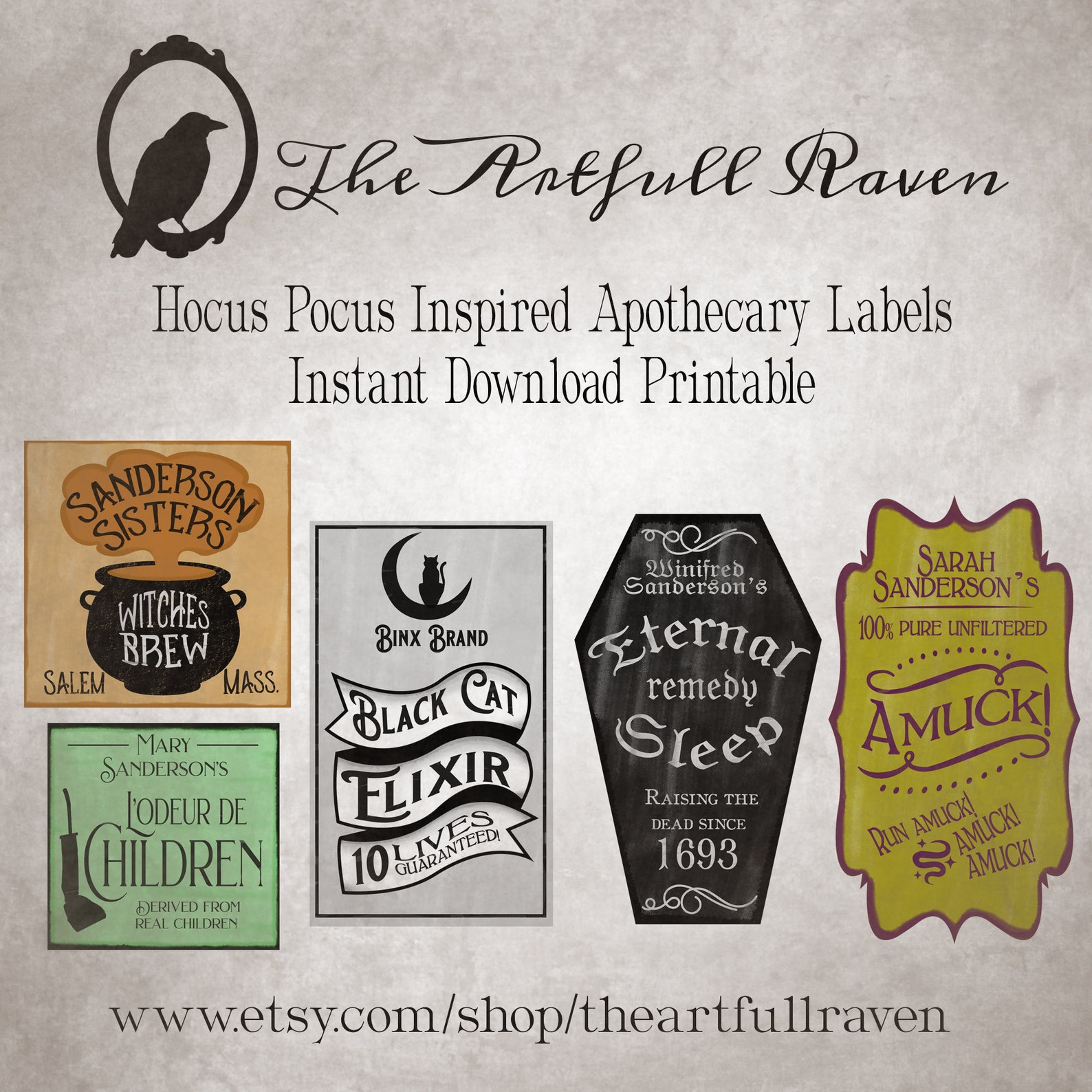 Hocus Pocus Inspired Apothecary Labels for Bottles -- Instant Download ...
