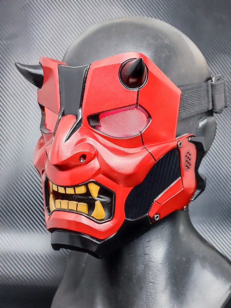 Red Oni Mask Red Hood Mask Cyberpunk Mask Full Face Mask - Etsy