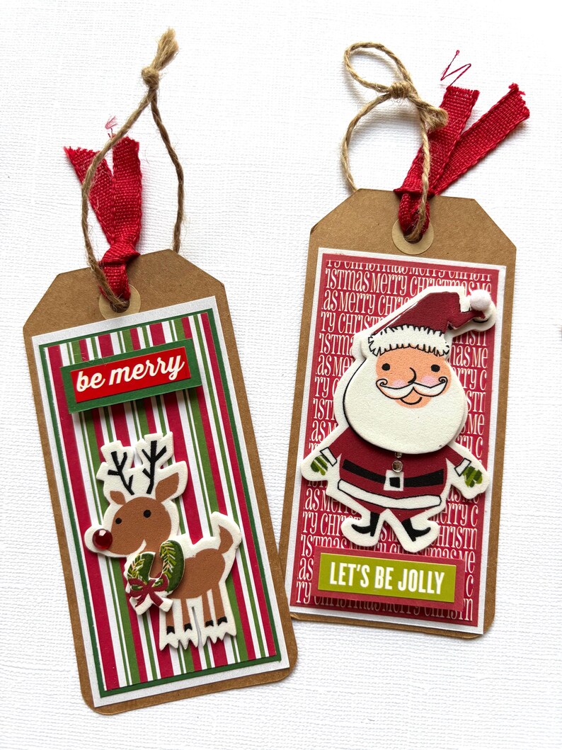 Santa and Friends Christmas Gift Tags | Handmade Paper & Foam Stickers ...