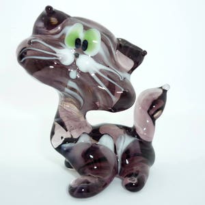 Cat Glass Figurine Animal Miniature Collectibles Handmade | Etsy