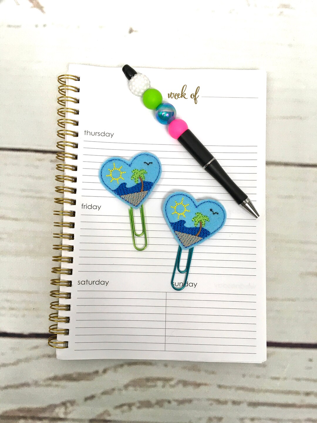 Beach Paper Clip, Ocean Paper Clip, Vacation Planner Clip, Heart Paper ...
