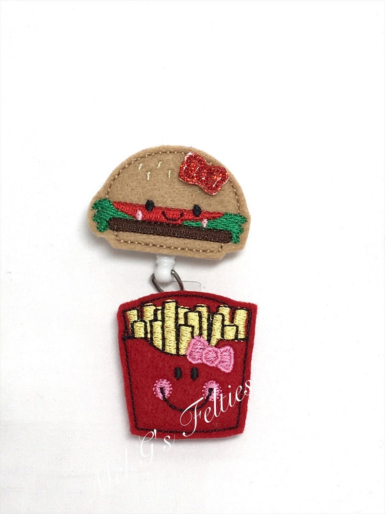 Hamburger Badge Reel Fries Badge Reel Badge Holder Teacher - Etsy