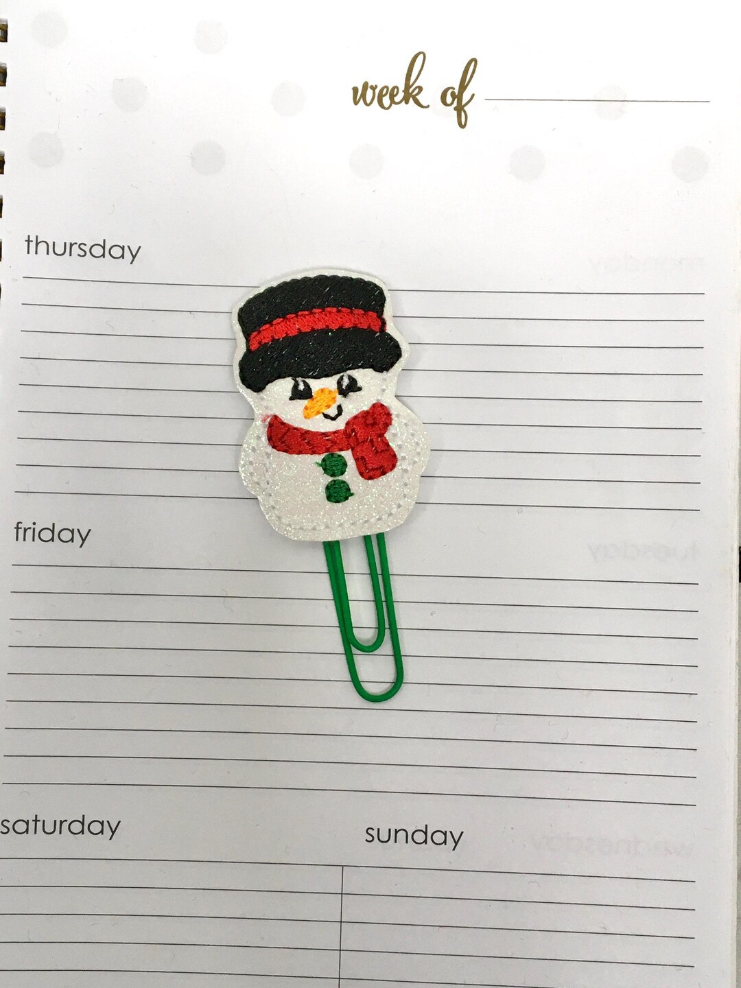 Snowman Paper Clip, Christmas Paperclip, Holiday Planner Clip, Snowman ...