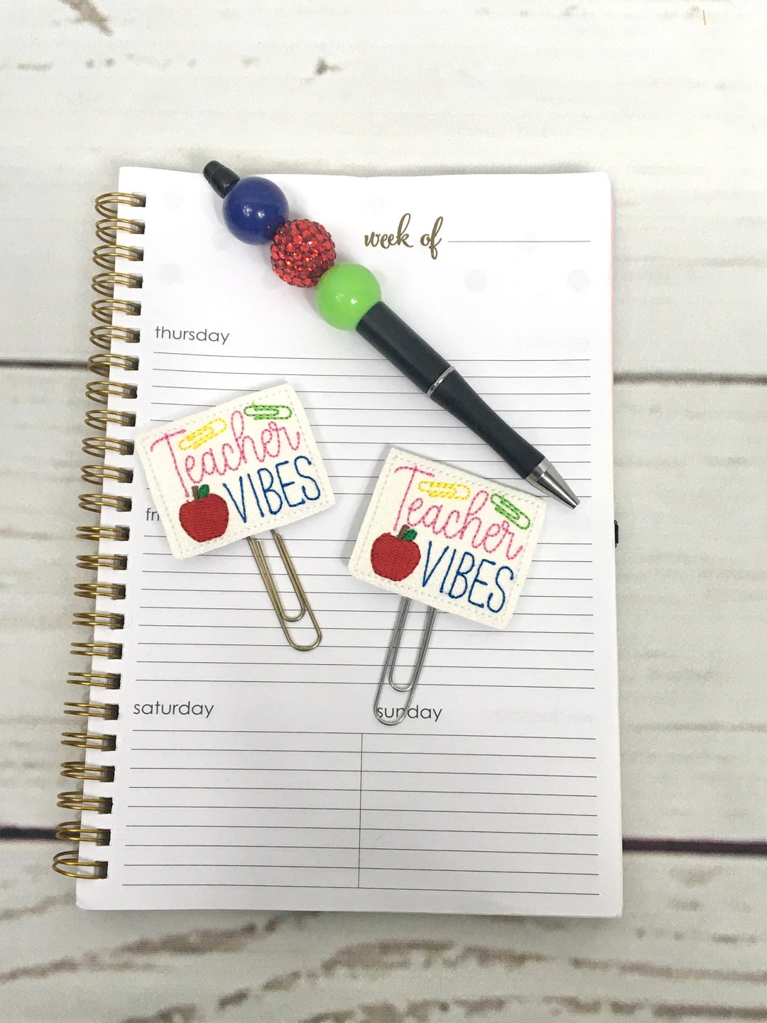 Teacher Vibes Planner Paper Clip, Student Teacher Planner Paper Clip ...