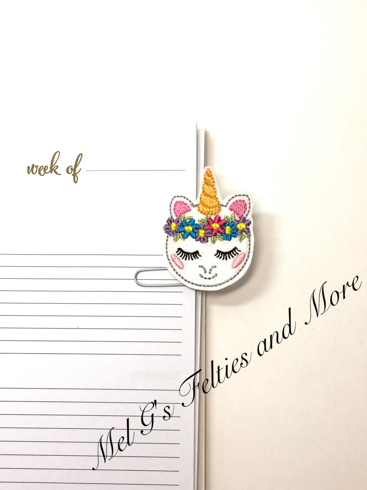 Unicorn Planner Clip, Teacher Planner Clip, Felt Paper Clip, Book Mark ...