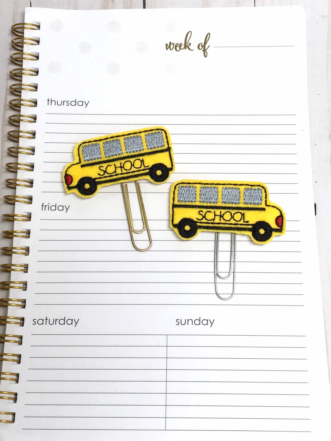 School Bus Planner Clip, Back to School Planner Clip, School Bus Paper ...