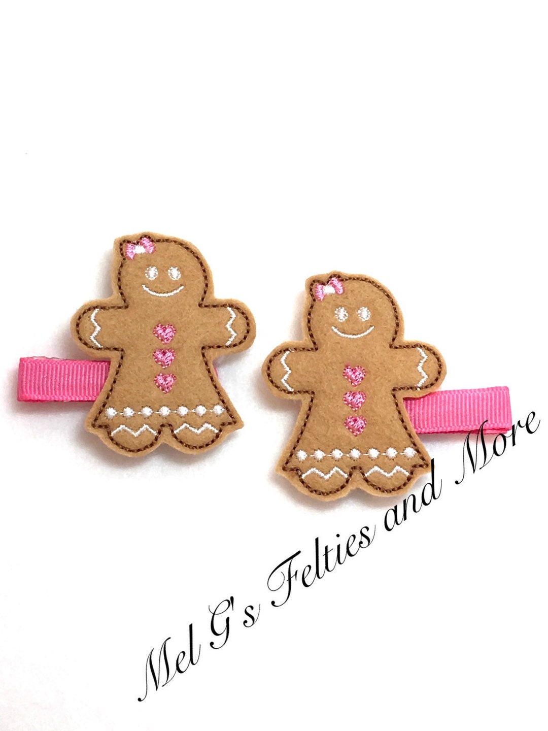 Gingerbread Girl Hair Clip, Pink Hair Clip, Christmas Hair Bow ...