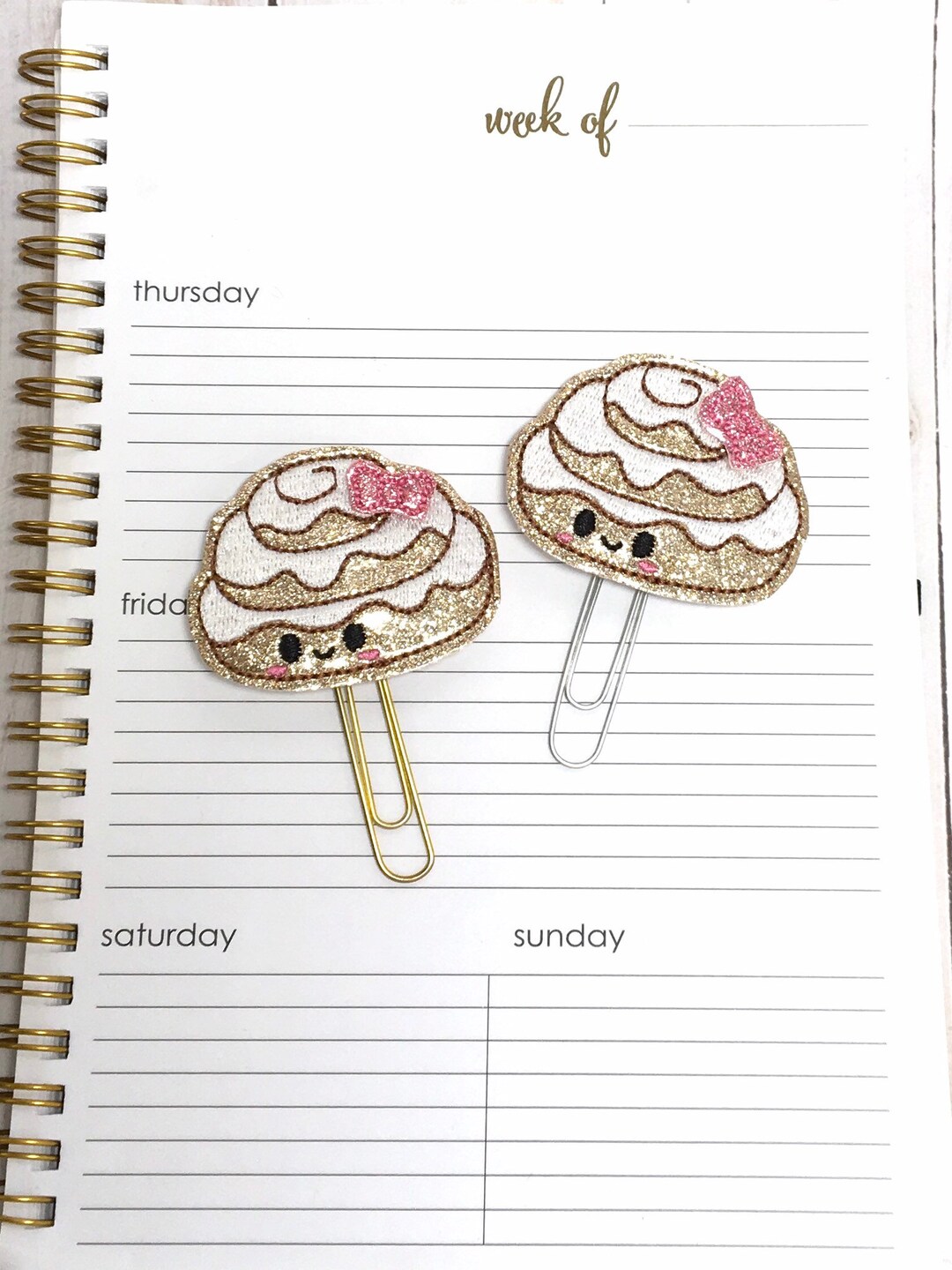 Cinnamon Roll Planner Clip, Breakfast Planner Clip, Cute Glitter ...