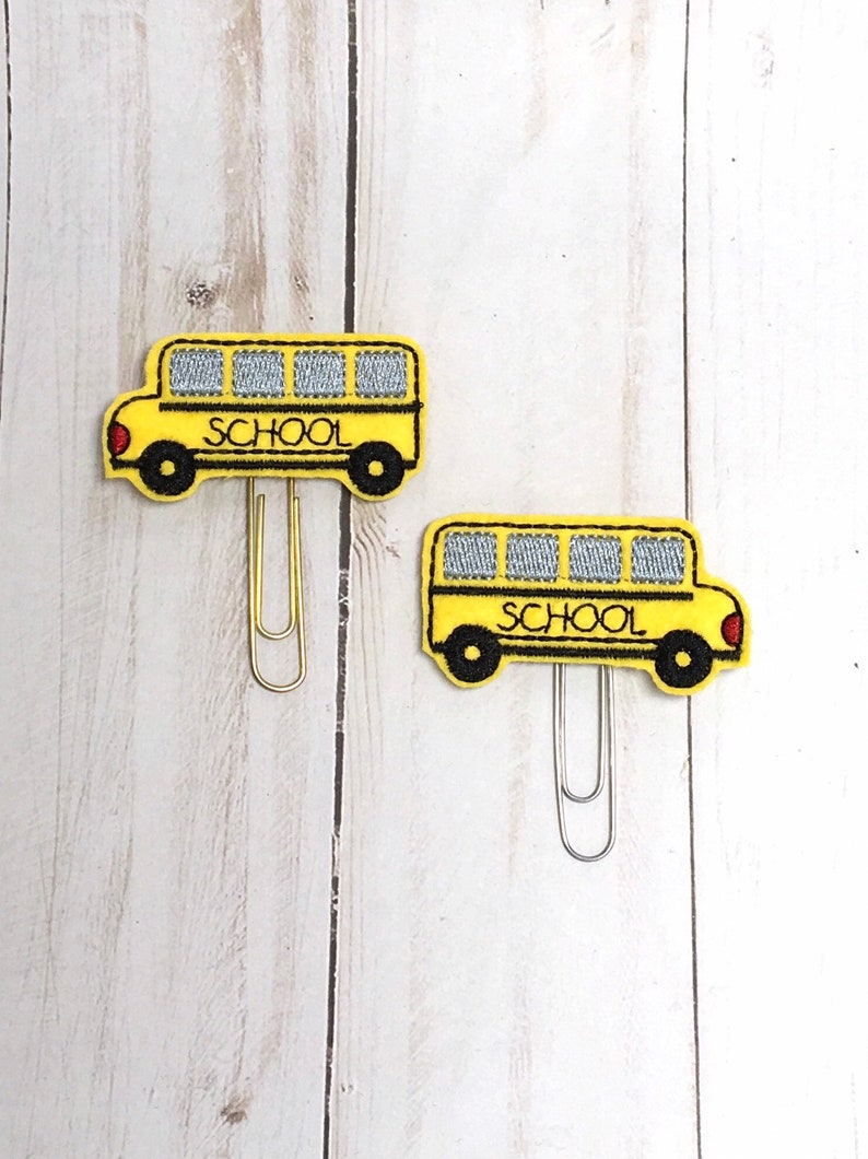 School Bus Planner Clip, Back to School Planner Clip, School Bus Paper ...