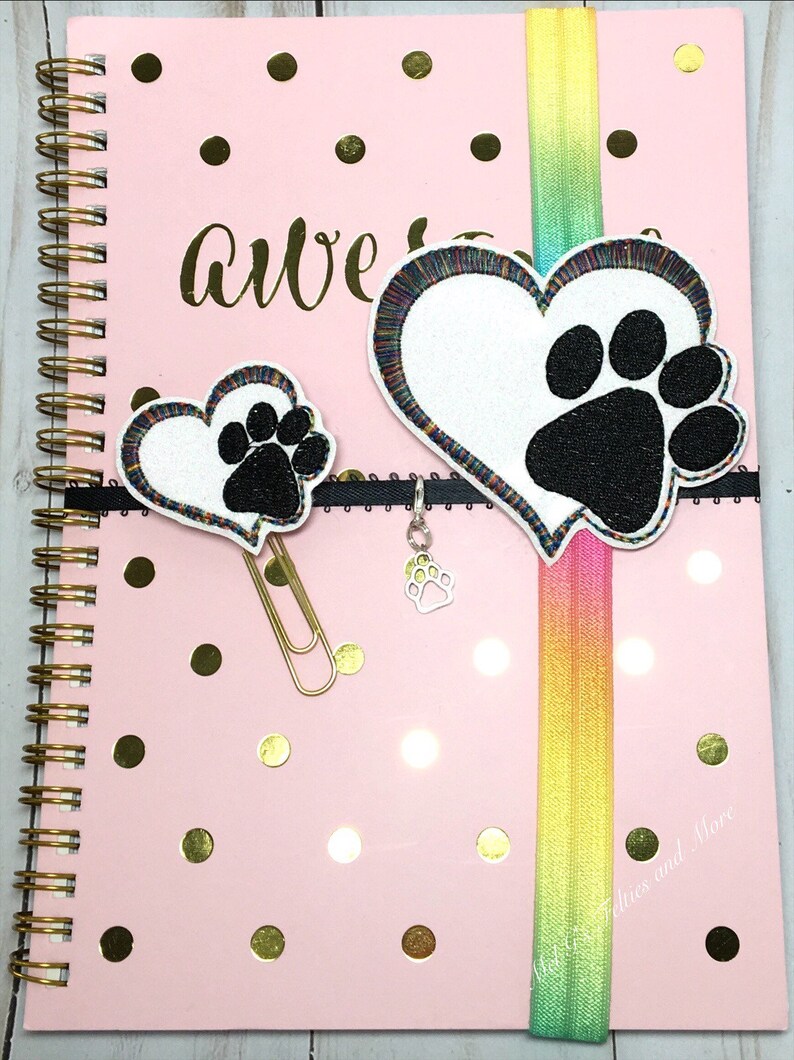 Paw Print Planner Clip, Paw Print Planner Band, Heart Planner Clip ...