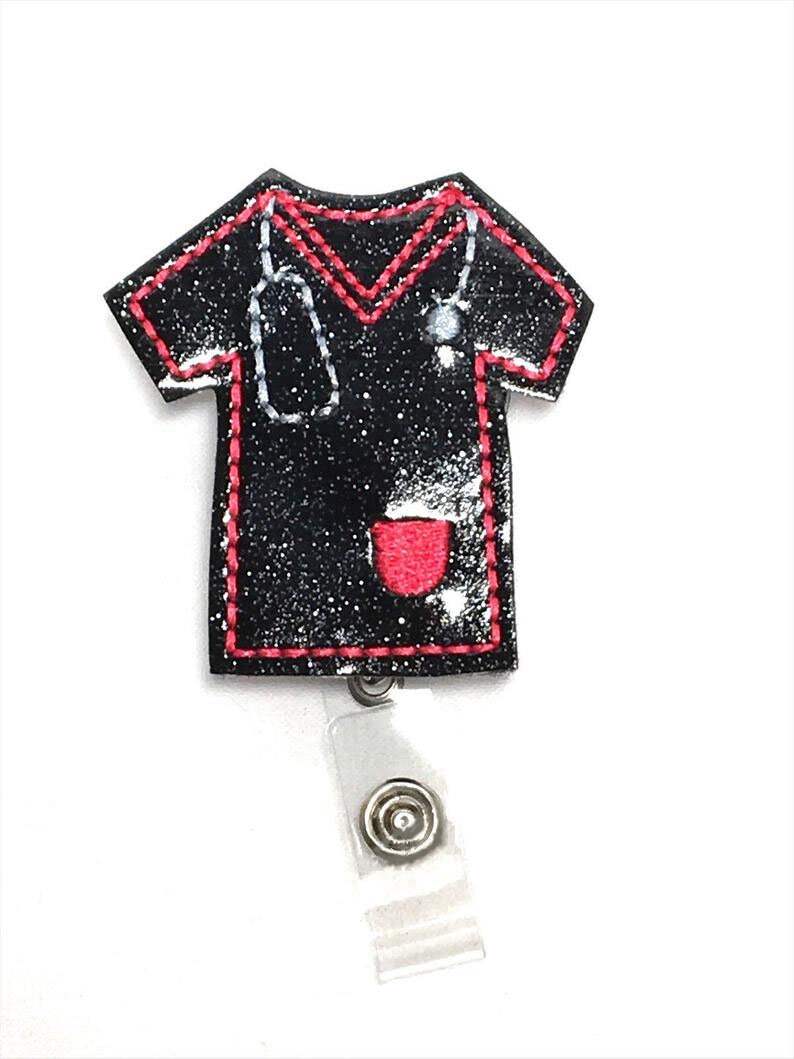 Scrub Top Badge Reel, Badge Reel, Nurse Badge Reel, RN Badge Reel ...