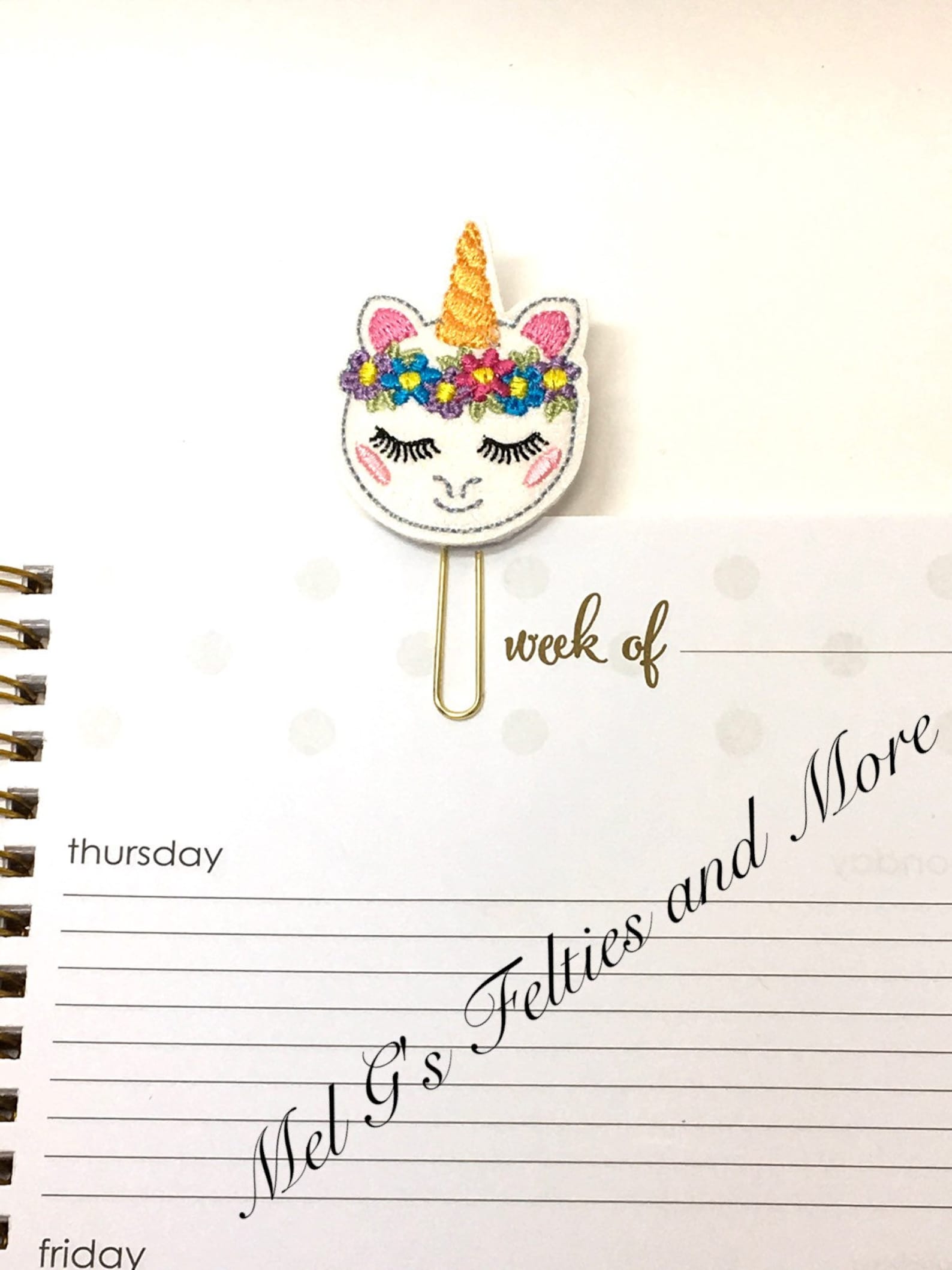 Unicorn Planner Clip, Teacher Planner Clip, Felt Paper Clip, Book Mark ...