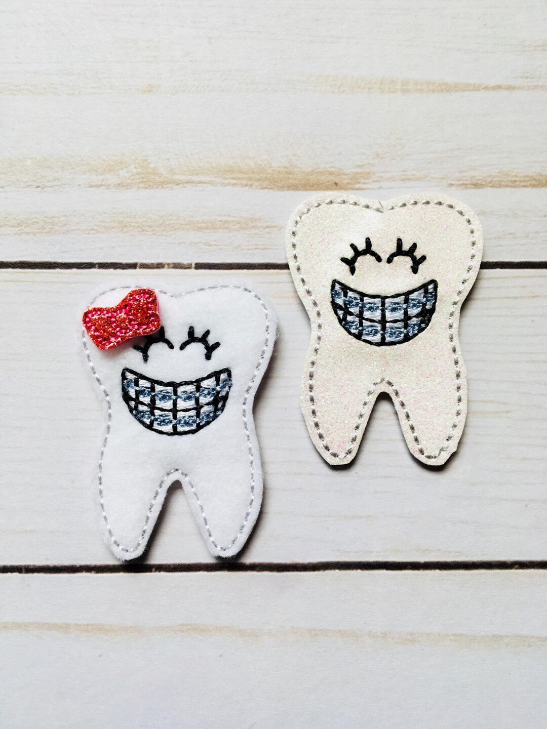 Tooth Feltie, Tooth Felties, Braces Feltie, Embroidered Felt, Felt ...