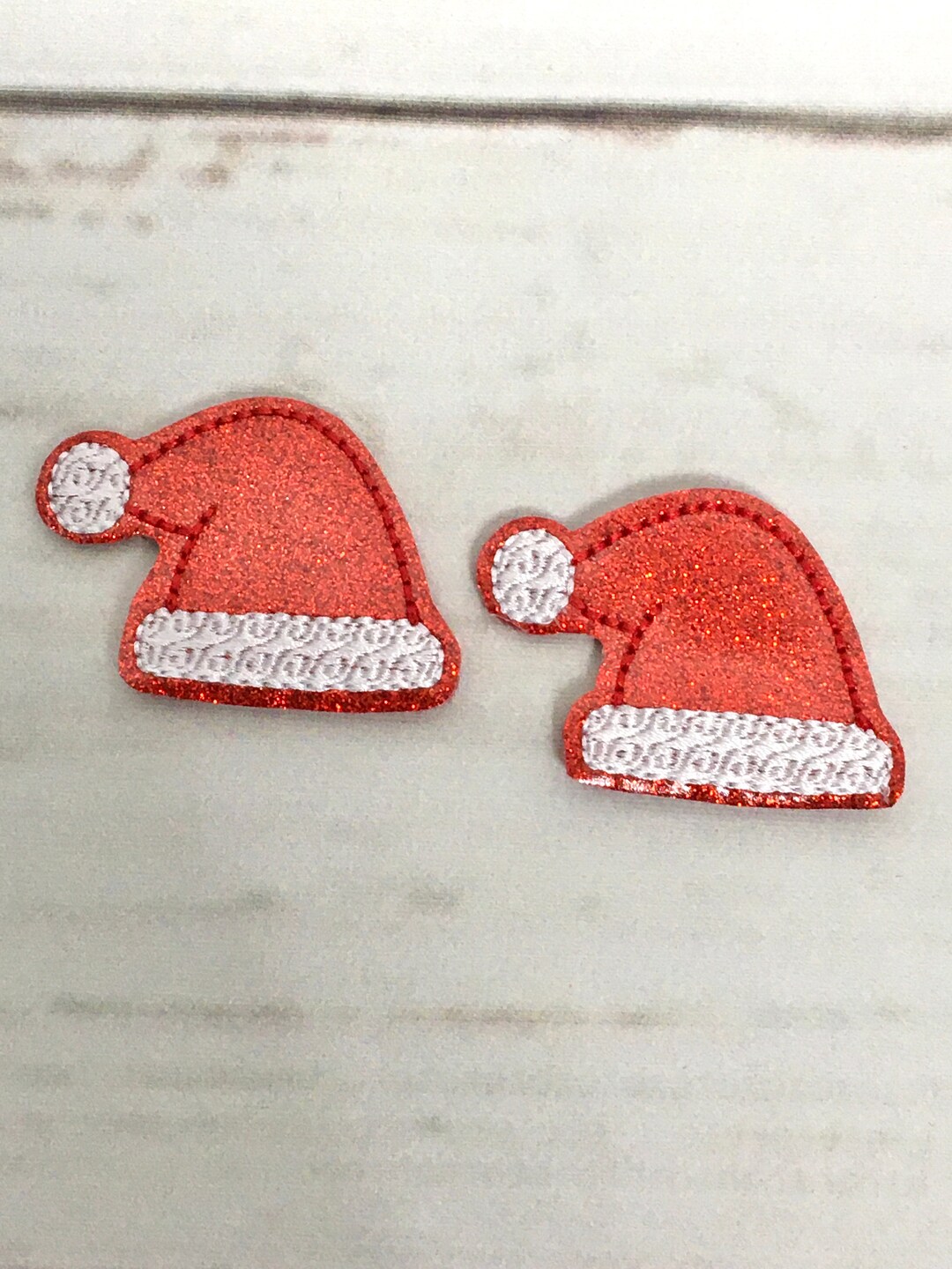 Christmas Feltie, Red Santa Hat Feltie, Santa Feltie, Holiday Glitter ...