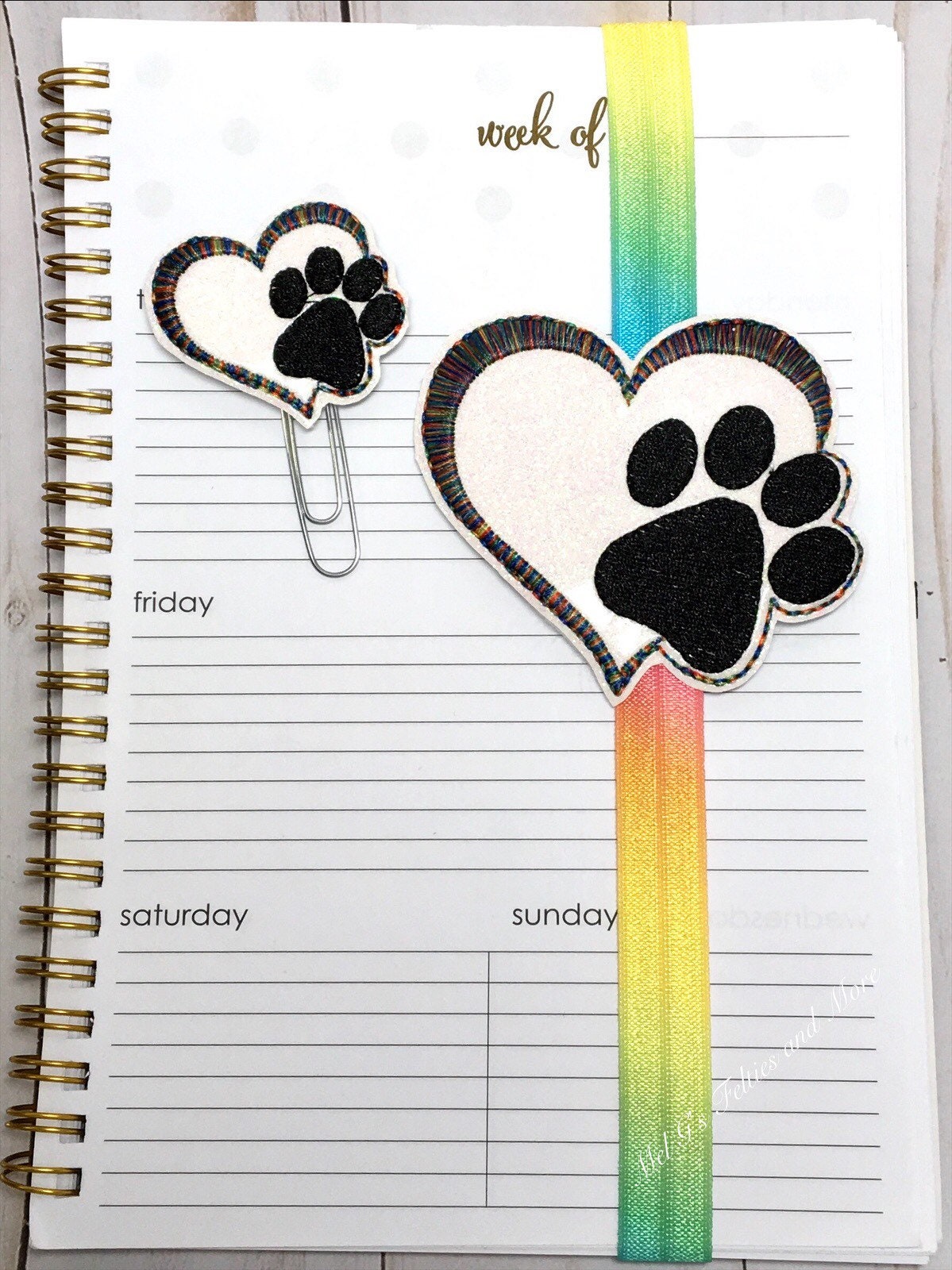 Paw Print Planner Clip Paw Print Planner Band Heart Planner - Etsy