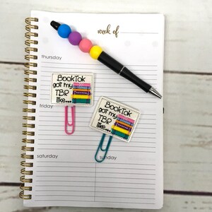 Book Paper Clip, Book Tok Paper Clip, Glitter Planner Clip, Teacher ...